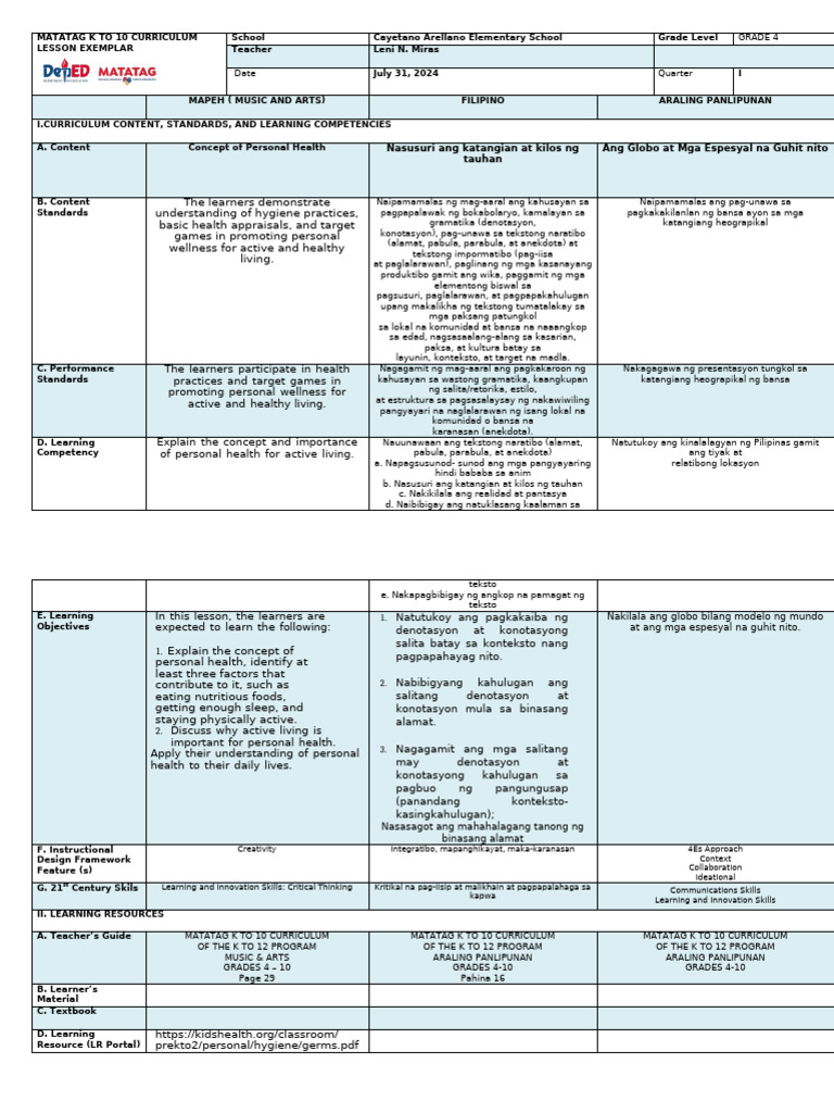 Grade 4 LE Week 1 DAY 3 | PDF