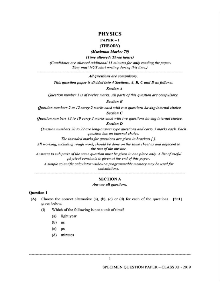 Physics Sample Paper | PDF