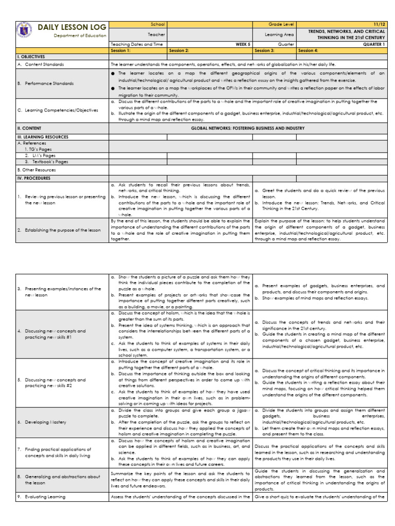 Trends Q1 Week5 | PDF | Critical Thinking | Concept