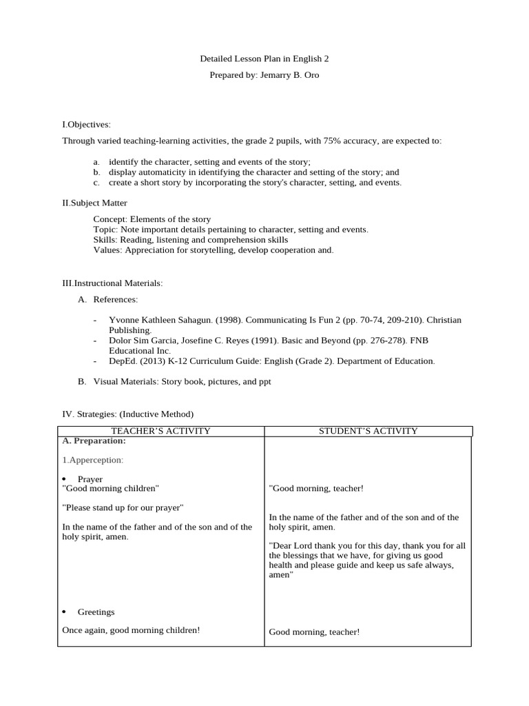 A Lesson Plan in English 1 Repaired Repaired | PDF