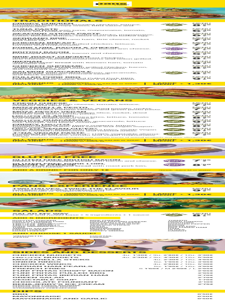 Menu - Pans - En-Ilhas File Download | PDF | Bacon | Salad