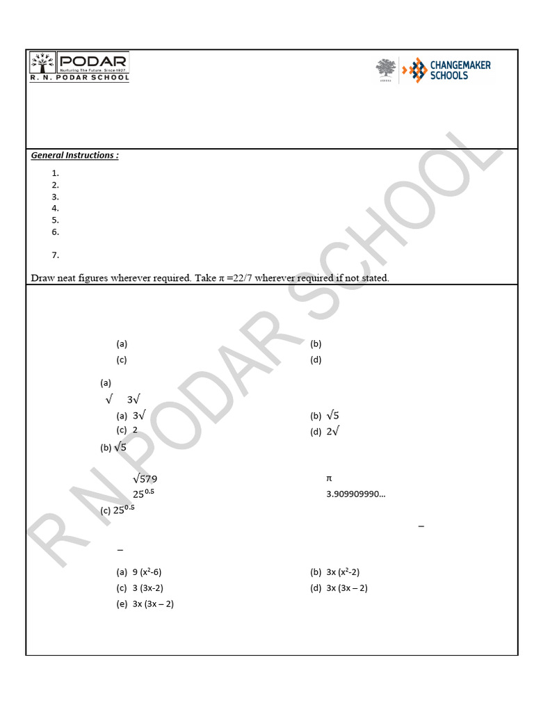 AK_Grade 9_Term 1 maths set 1 Paper_23-24 | PDF