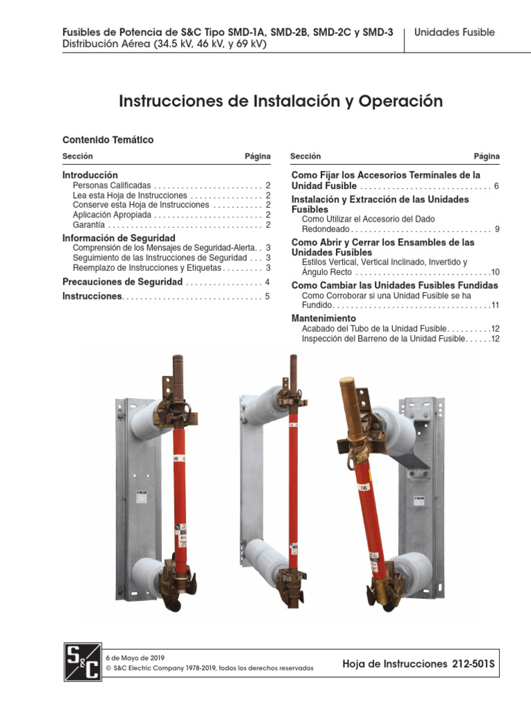 SMD-1A Instrucciones de Instalación y Operación 212-501S | PDF | Fusible (Eléctrico) | Tornillo