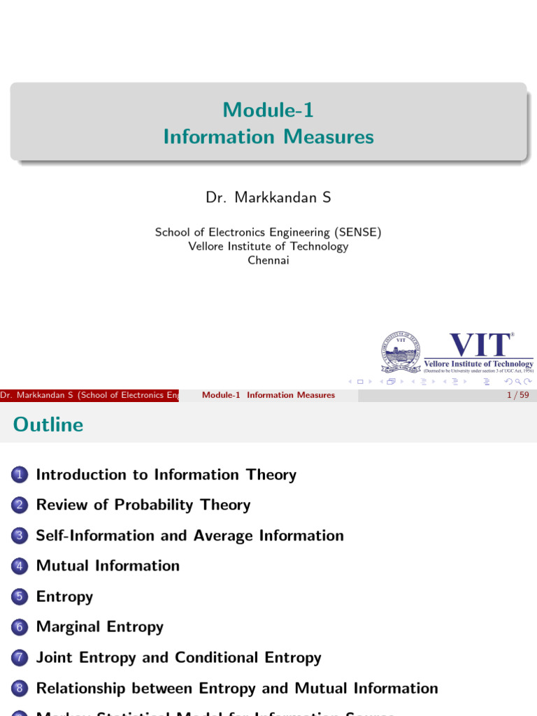 Information Theory Module 1 | PDF