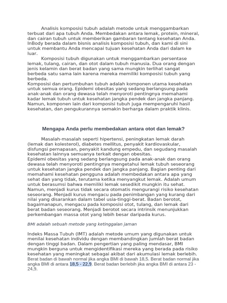 Analisis Komposisi Tubuh Adalah Metode Untuk Menggambarkan Terbuat Dari ...