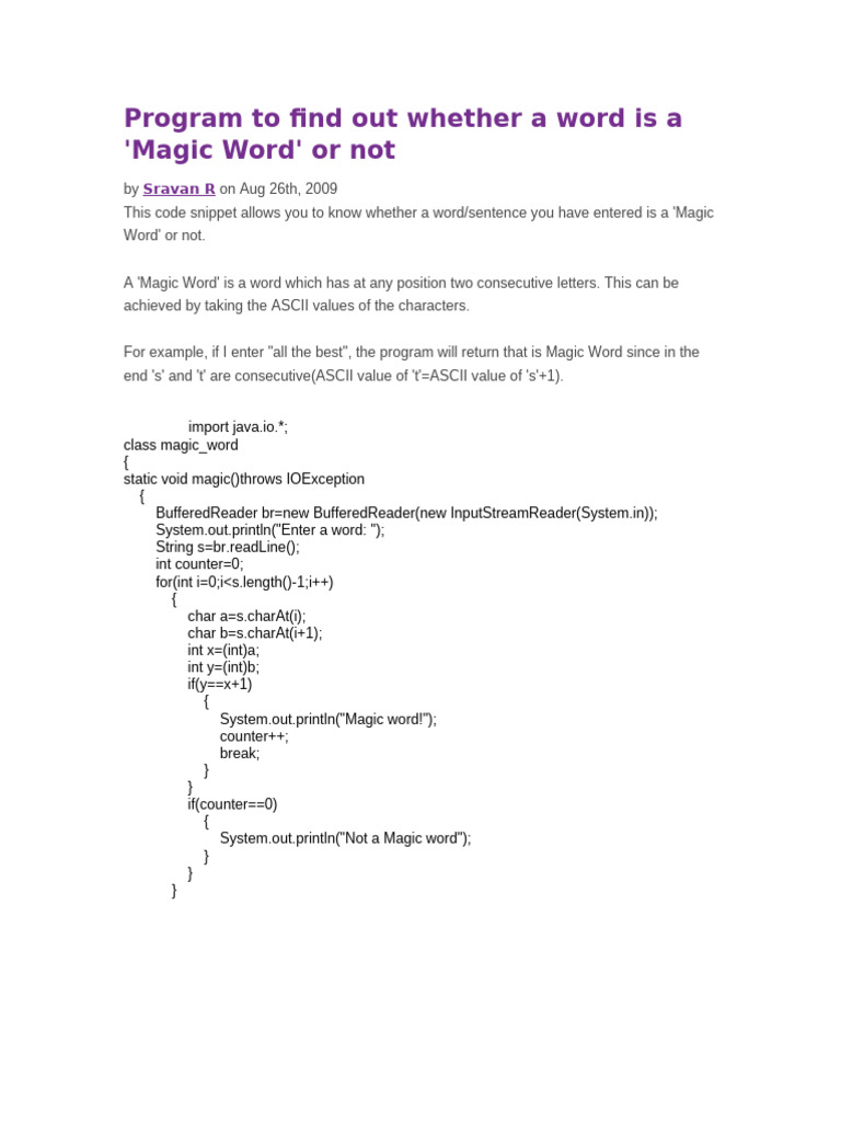 Magic Word | PDF | Computers | Technology & Engineering