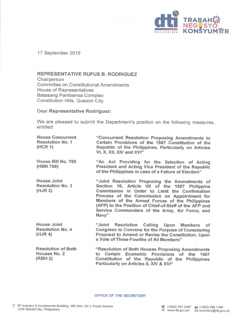 HCR 1 HBN 788 HJRs 3 4 RBH 2 Amendments To 1987 Constitution PDF | PDF