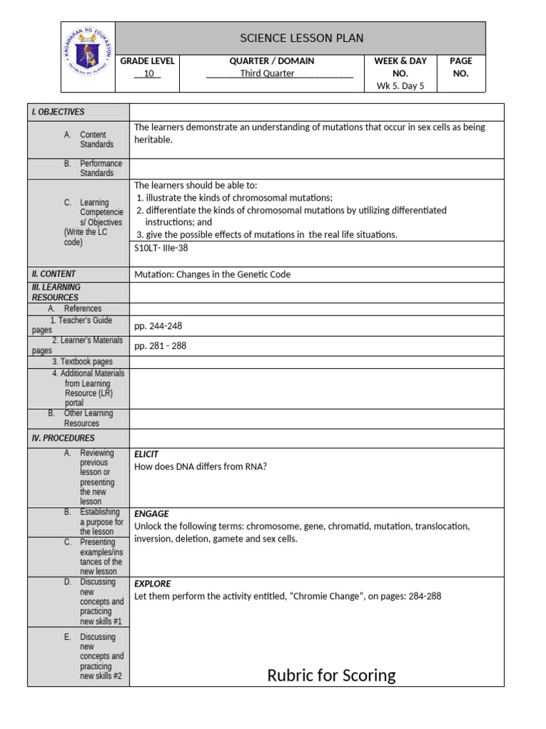 LP in Science 10, Q3, COT 1,2022-23 | PDF