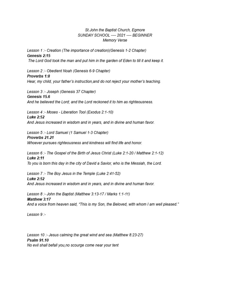 Beginner Memory Verse 2021 | PDF