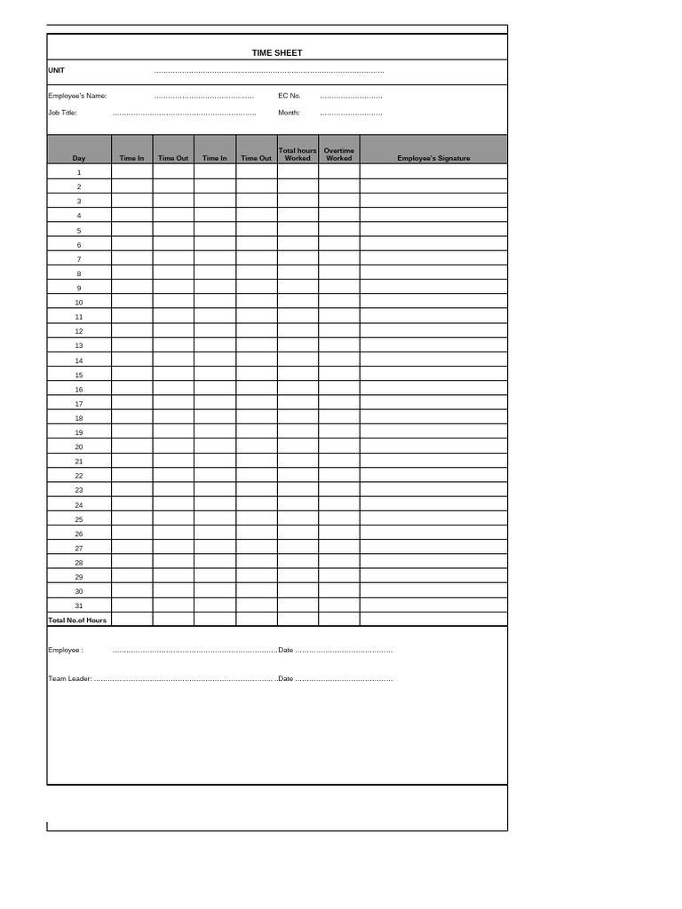 Time Sheet - Revised | PDF