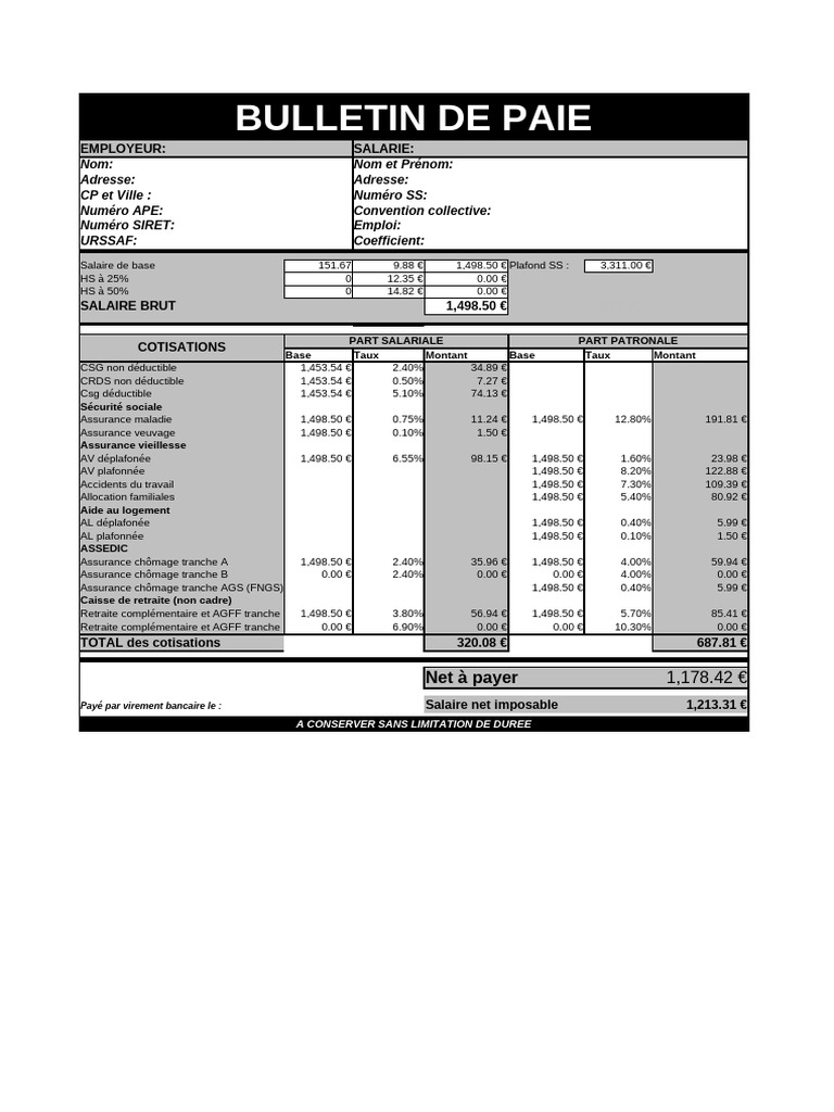 Modèle Fiche de Paie | PDF