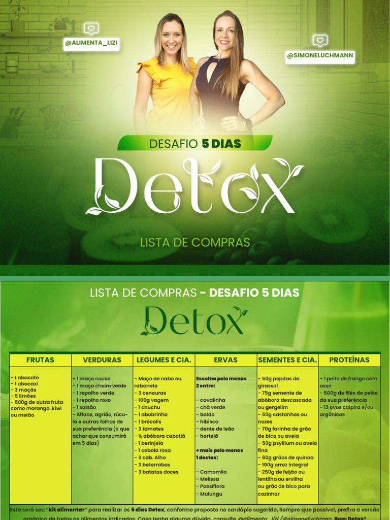 Lista de Compras 5 Dias Desafio Detox | PDF