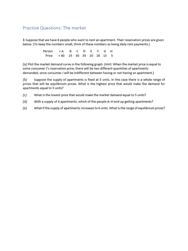 Chapter 1 - The Market - Practice Questions | PDF