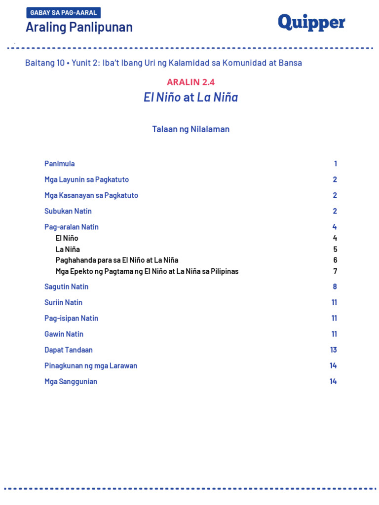 Aralin .-Aralin 2.4: El Niño at La Niña-01 | PDF
