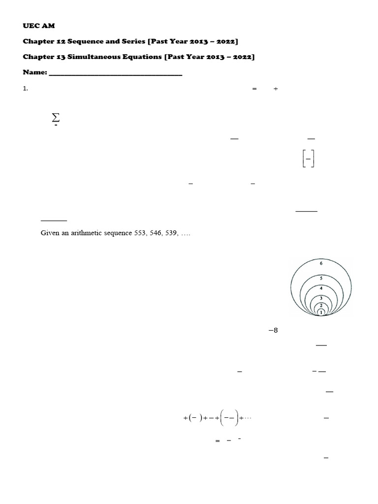 UEC AM Chapter 12 Sequences and Series (PY 2013-2022) | PDF