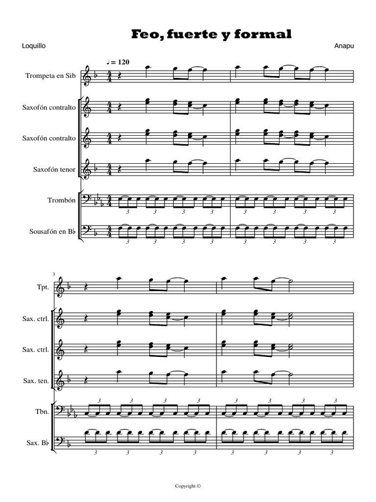Feo, Fuerte y Formal-Partitura y Partes | PDF