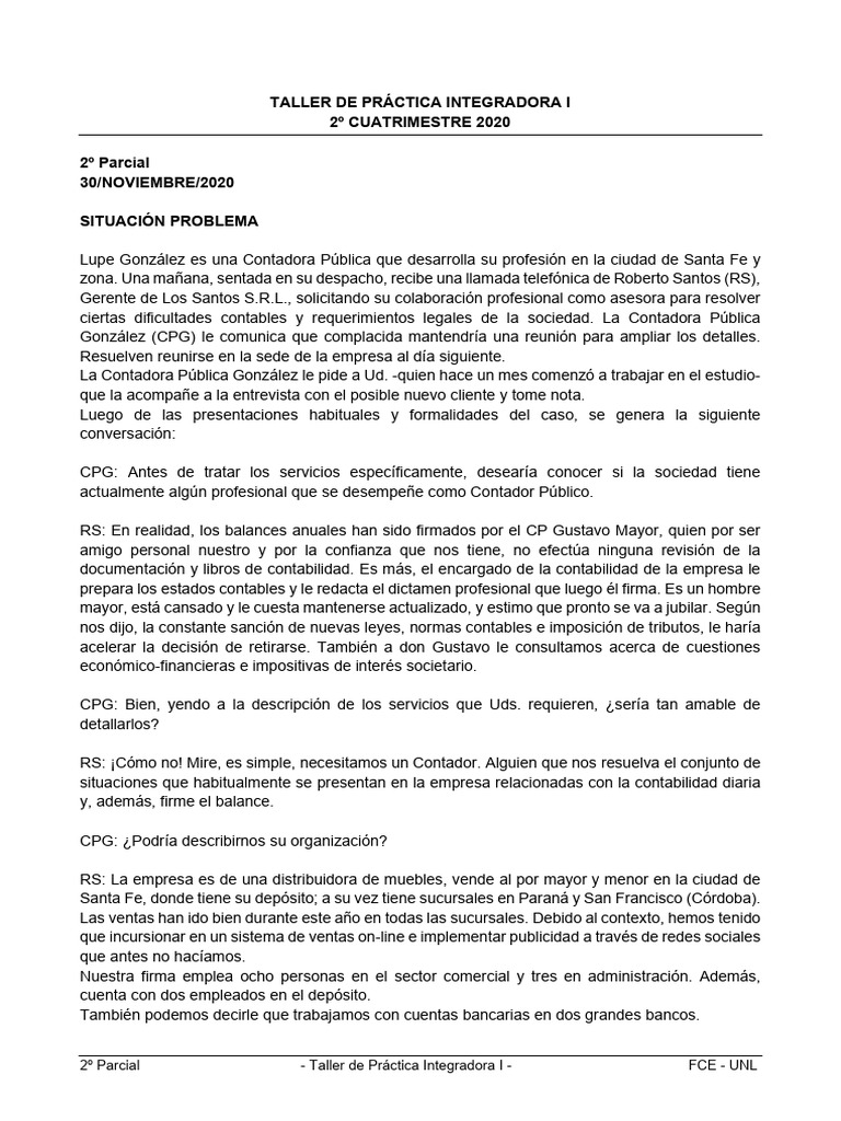 2º Parcial 2020 TALLER DE PRÁCTICA INTEGRADORA I | PDF