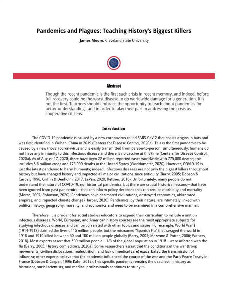 Pandemics and Plagues Teaching History S Biggest Killers | PDF