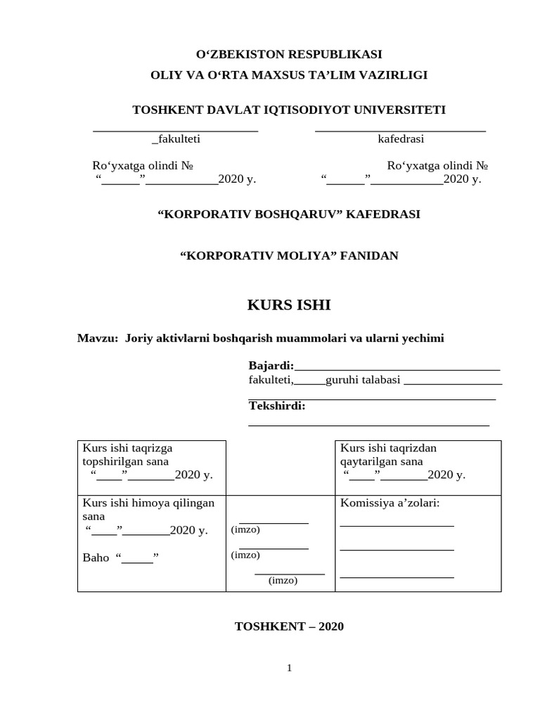 Kurs Ishi: (Imzo) (Imzo) (Imzo) | PDF