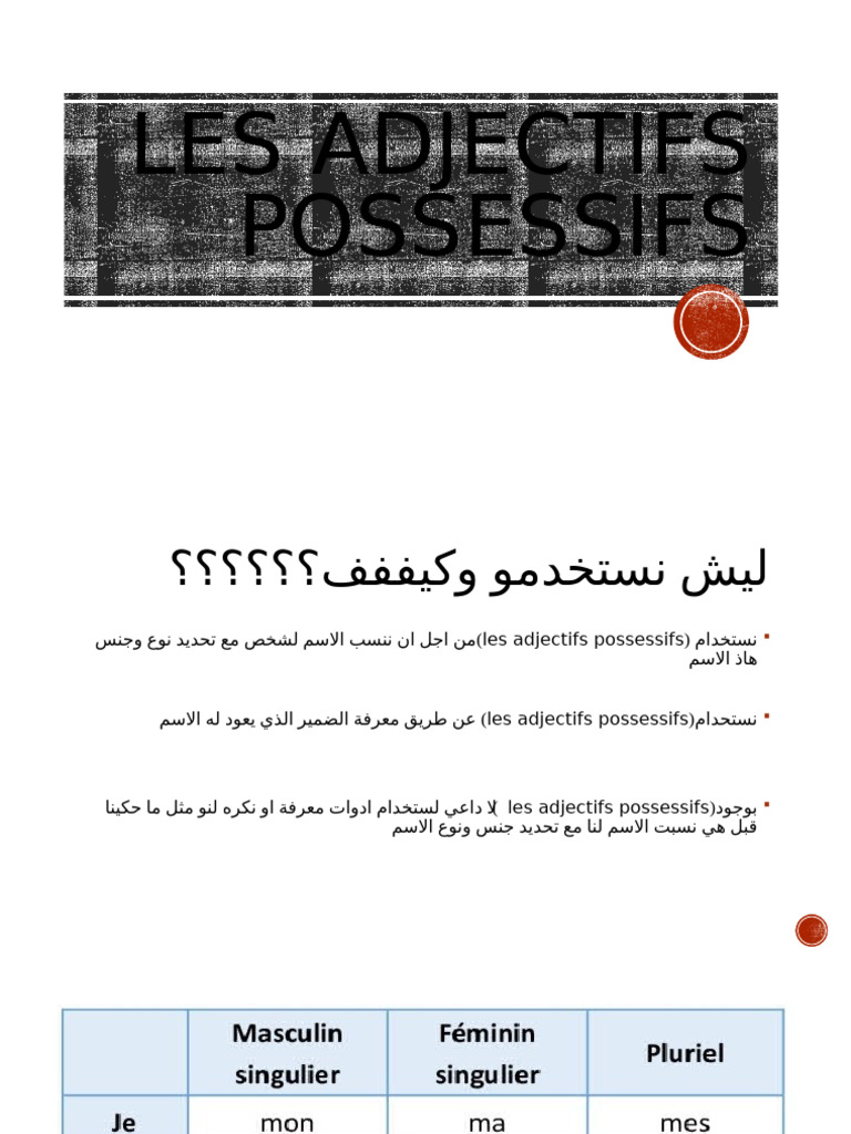 Les Adjectifs Possessif | PDF