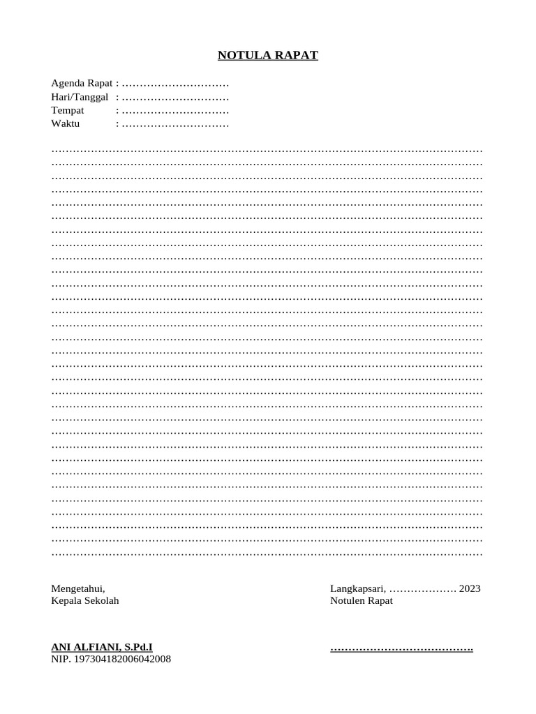 Notula Rapat | PDF