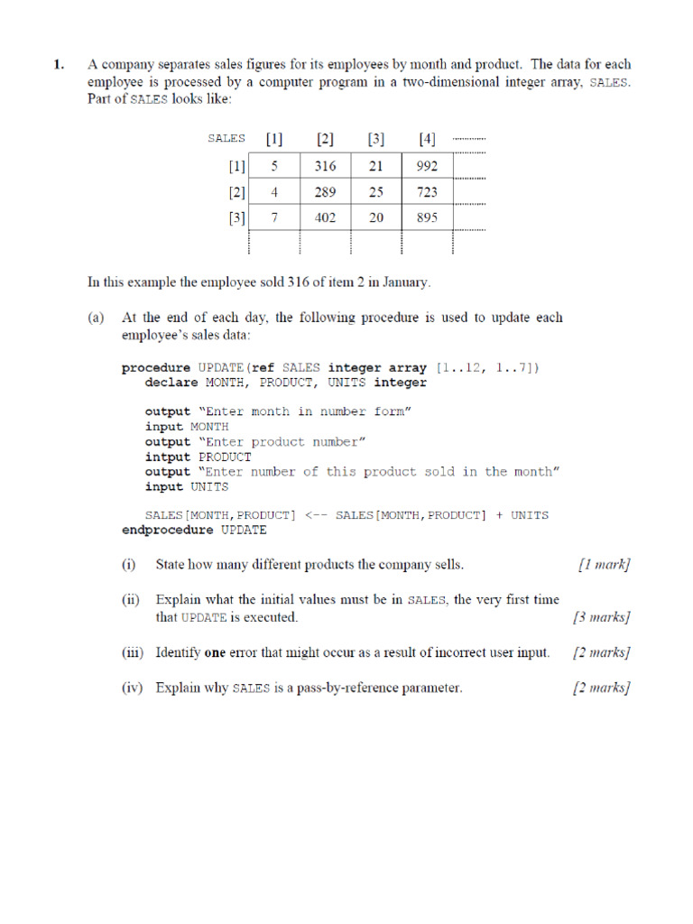 PPQ 2d Arrays Pseudocode | PDF