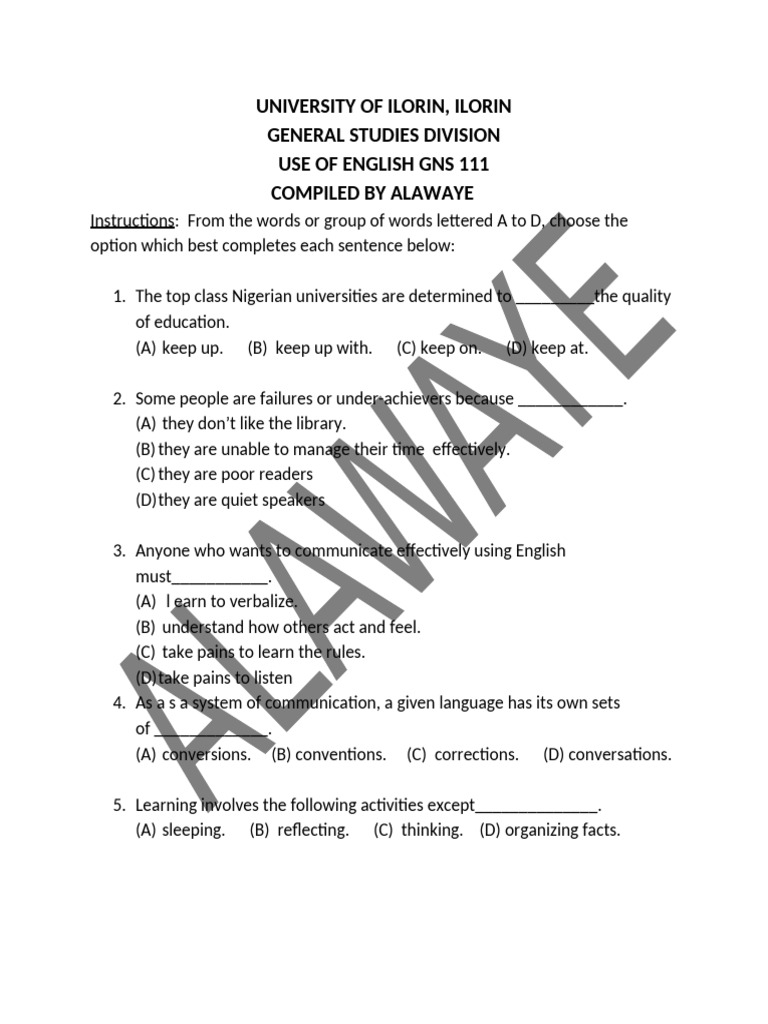 GNS 111questions Practice | PDF