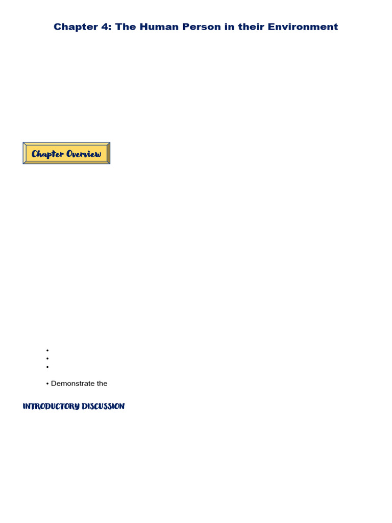 Chapter 4 the Human Person and Their Environment | PDF