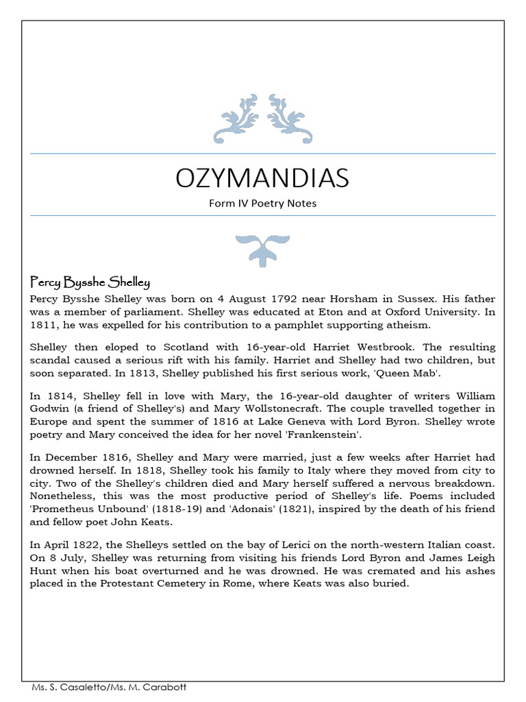Ozymandias Handout | PDF