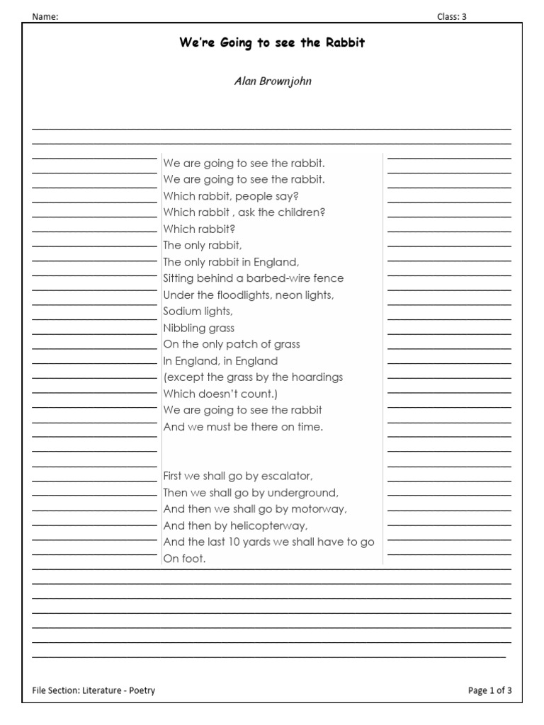 We're Going To See The Rabbit - Poem | PDF
