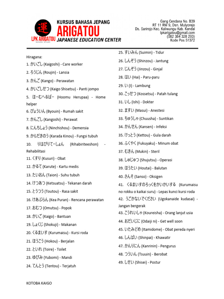 Kotoba Kaigo | PDF