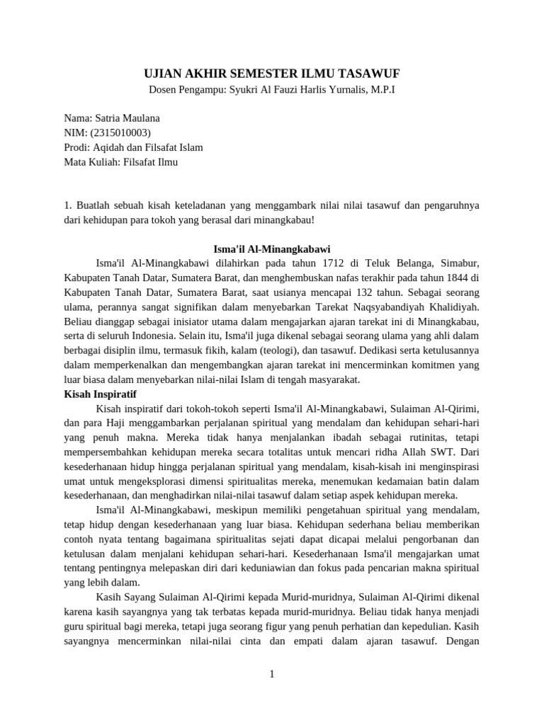 KISAH TELADAN Isma'il Al-Minangkabawi | PDF