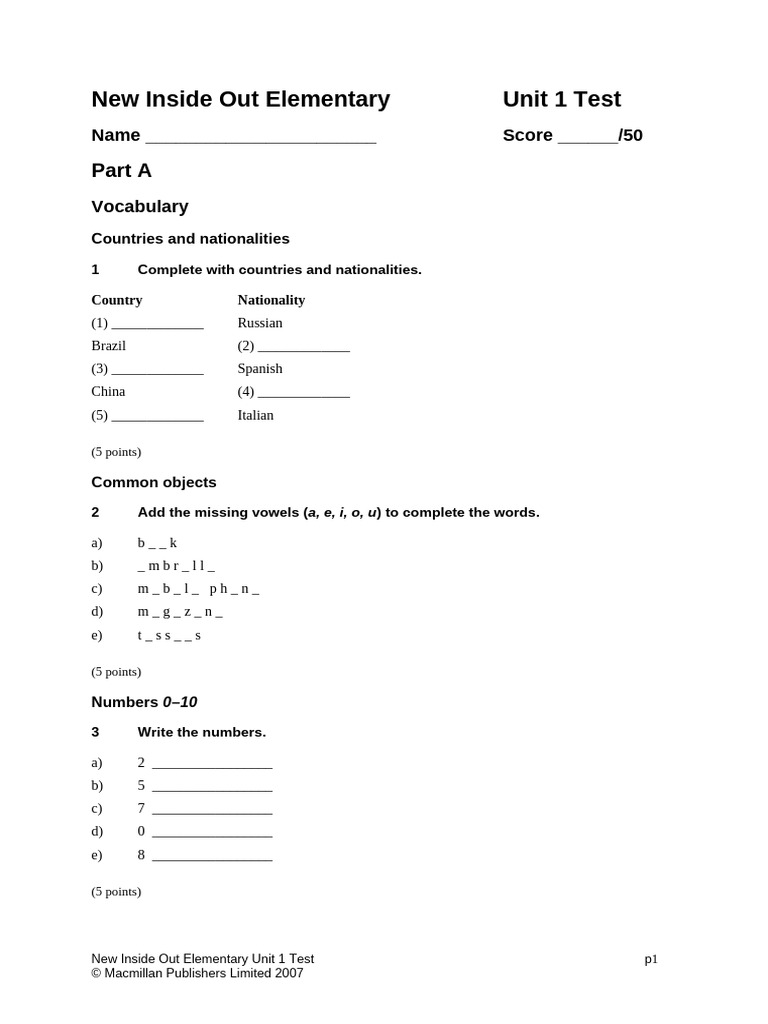 Unit 1 Test | PDF