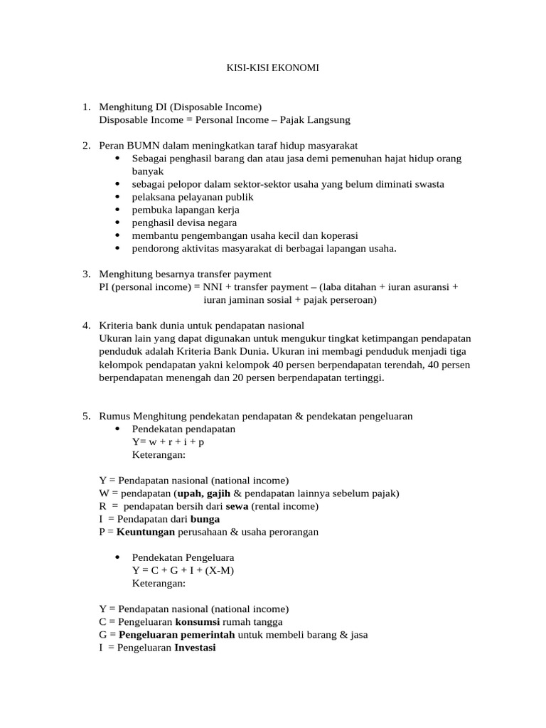KISI-KISI EKONOMII Nia | PDF