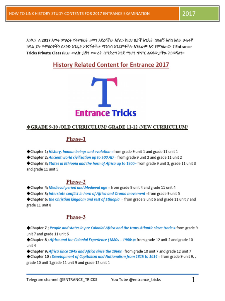 How To Link History Related Content For Entrance 2017 @ENTRANCE | PDF