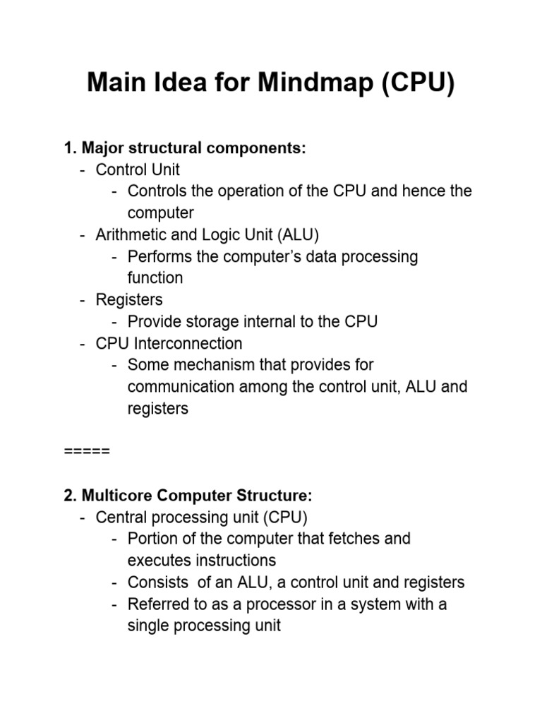 Main Idea For Mindmap (CPU) | PDF