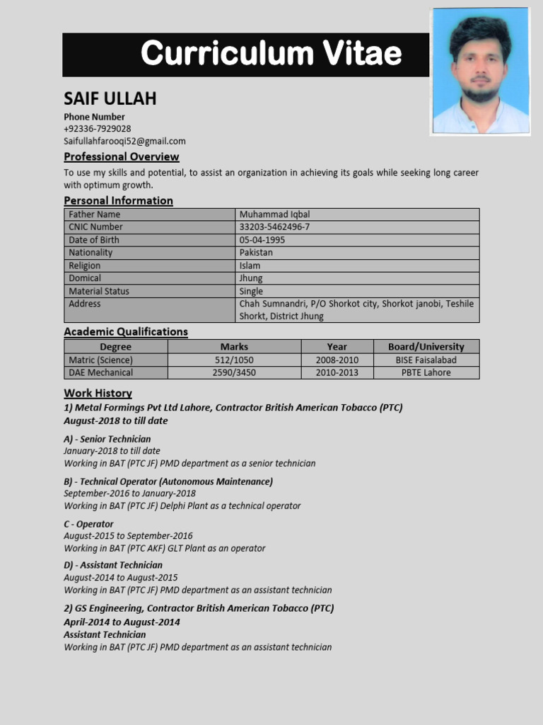 Saif Ullah CV | PDF