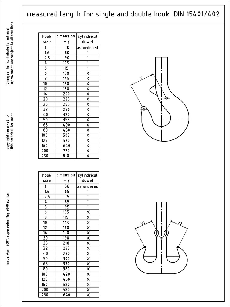 Measured Length for Single and Double Hook DIN 15401 - DIN 15402 | PDF