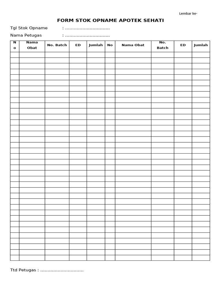 Form Stok Opname Apotek Sehati | PDF | Komputer