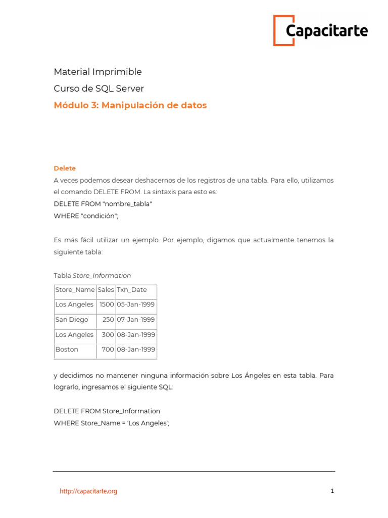 Resumen Módulo 3 SQL | PDF