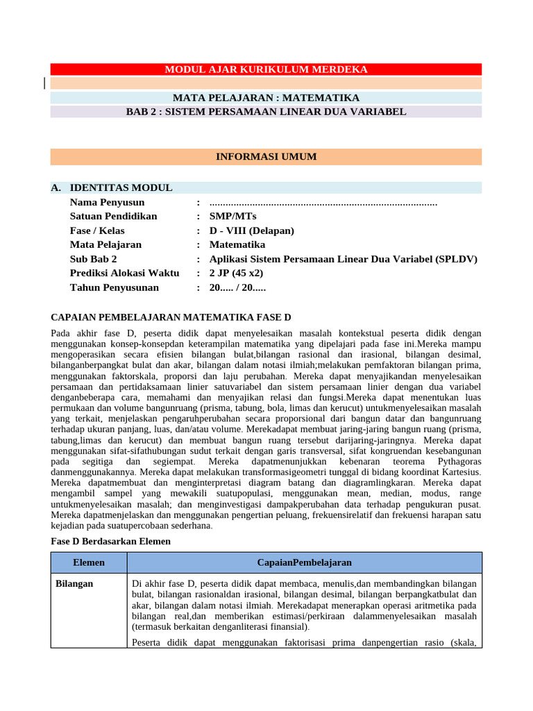 Modul MTK Kls 8 Bab 2.2 | PDF