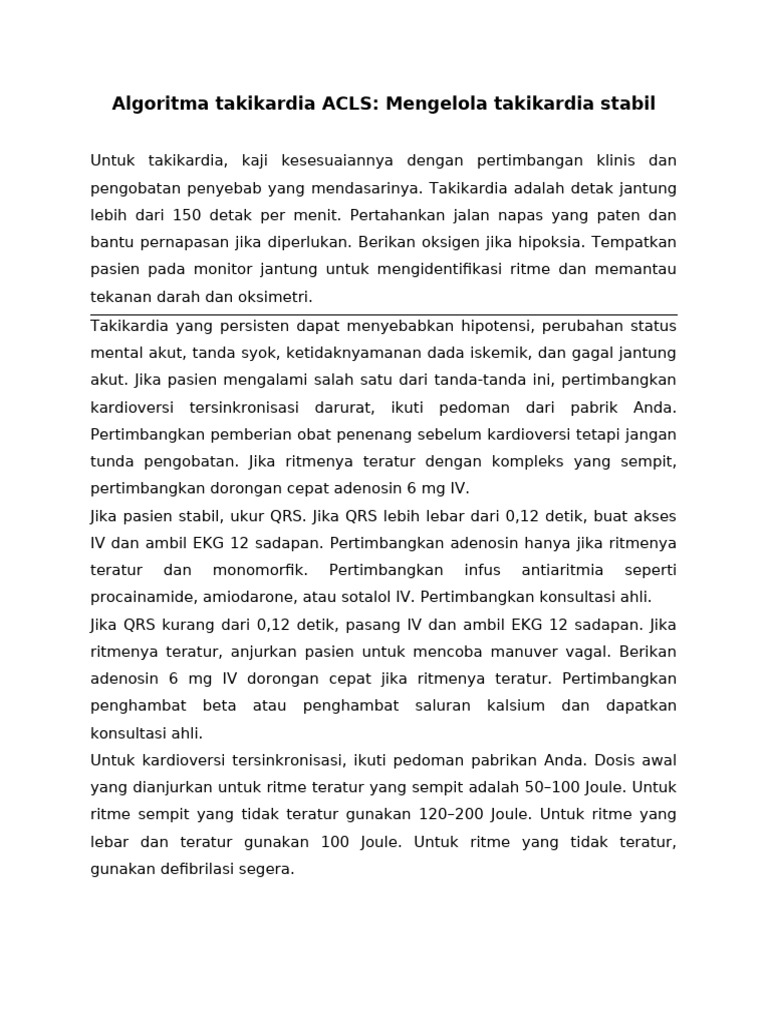 Algoritma Takikardia ACLS | PDF