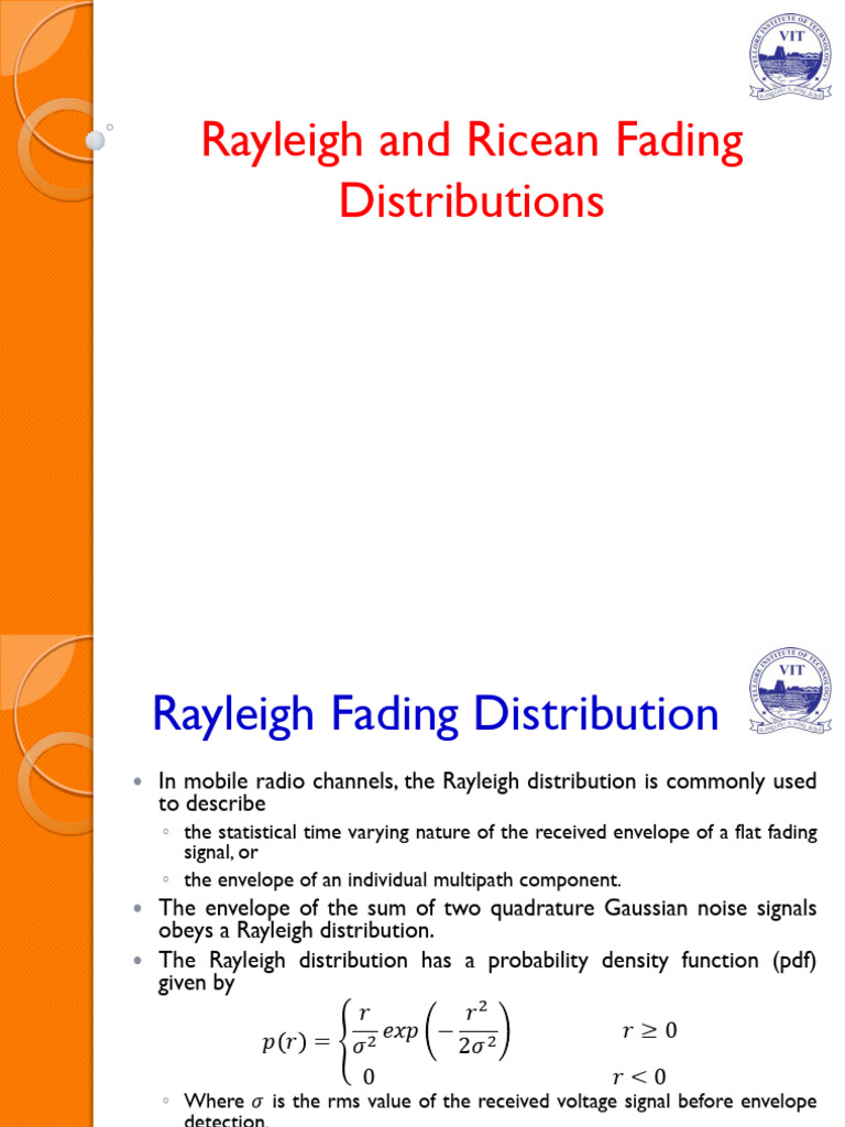 16-Tutorial Problems and Rayleigh & Rician Fading-21!08!2024 | PDF