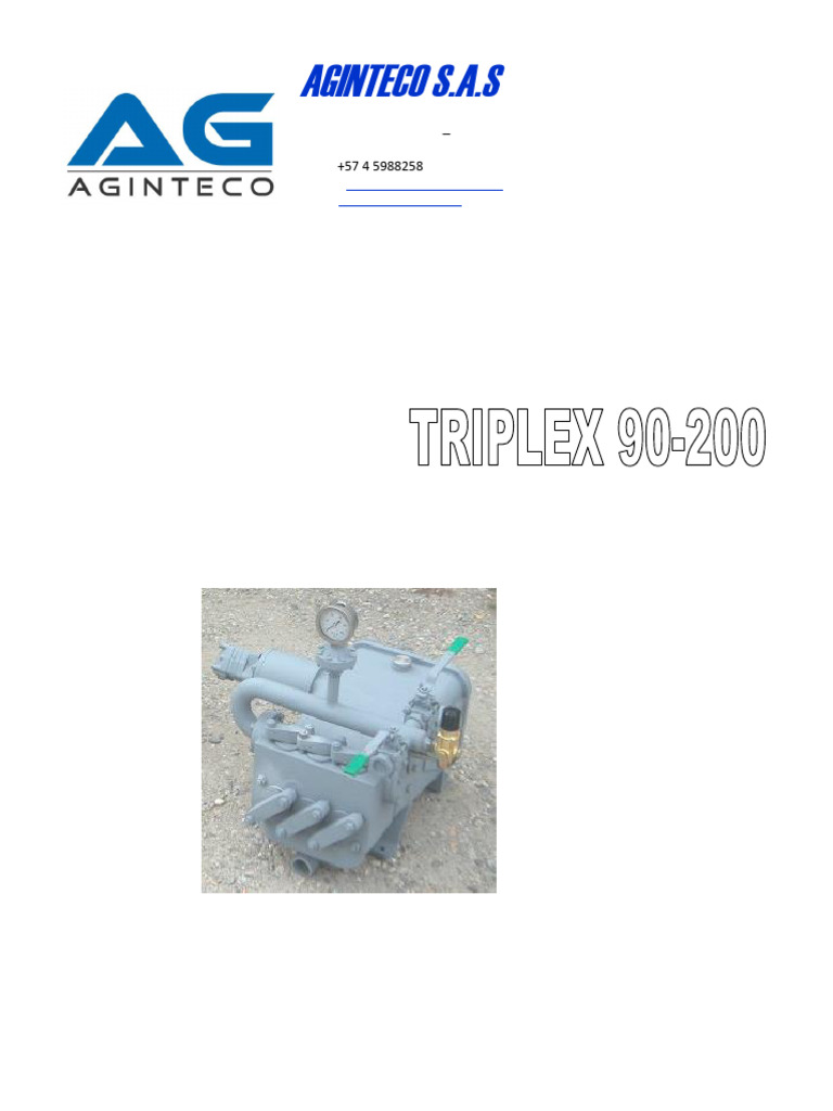 Manual de Uso y Mantenimiento Bomba Triplex 90-200 | PDF