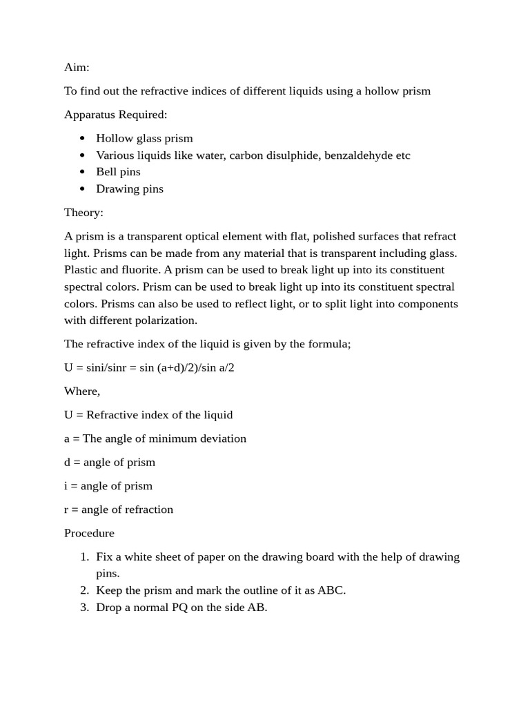 Physics First Draft | PDF | Refractive Index | Refraction