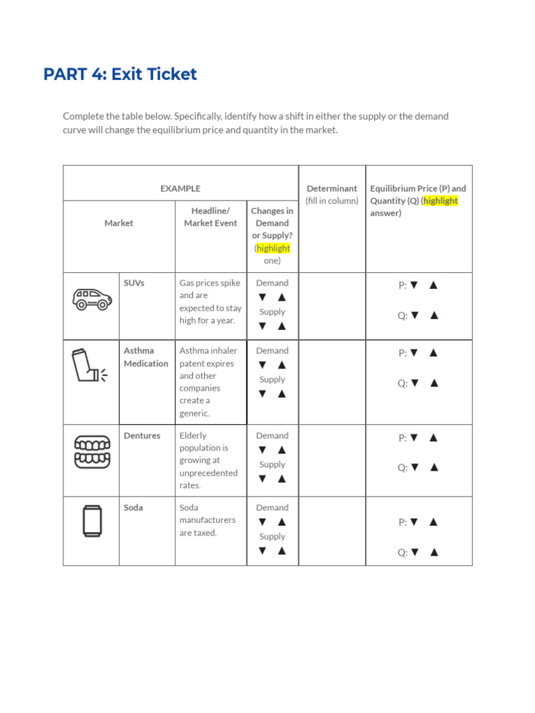 Equilibrium - Exit Ticket (Google | PDF