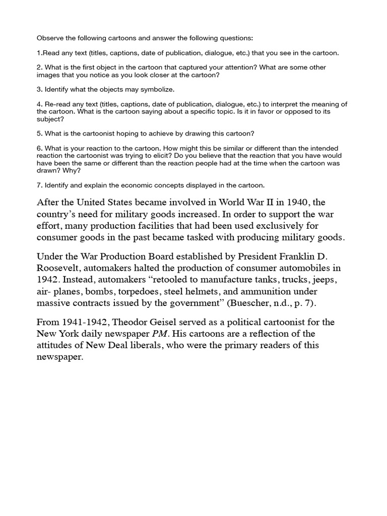 Understanding Economics Through Cartoons | PDF | World War II