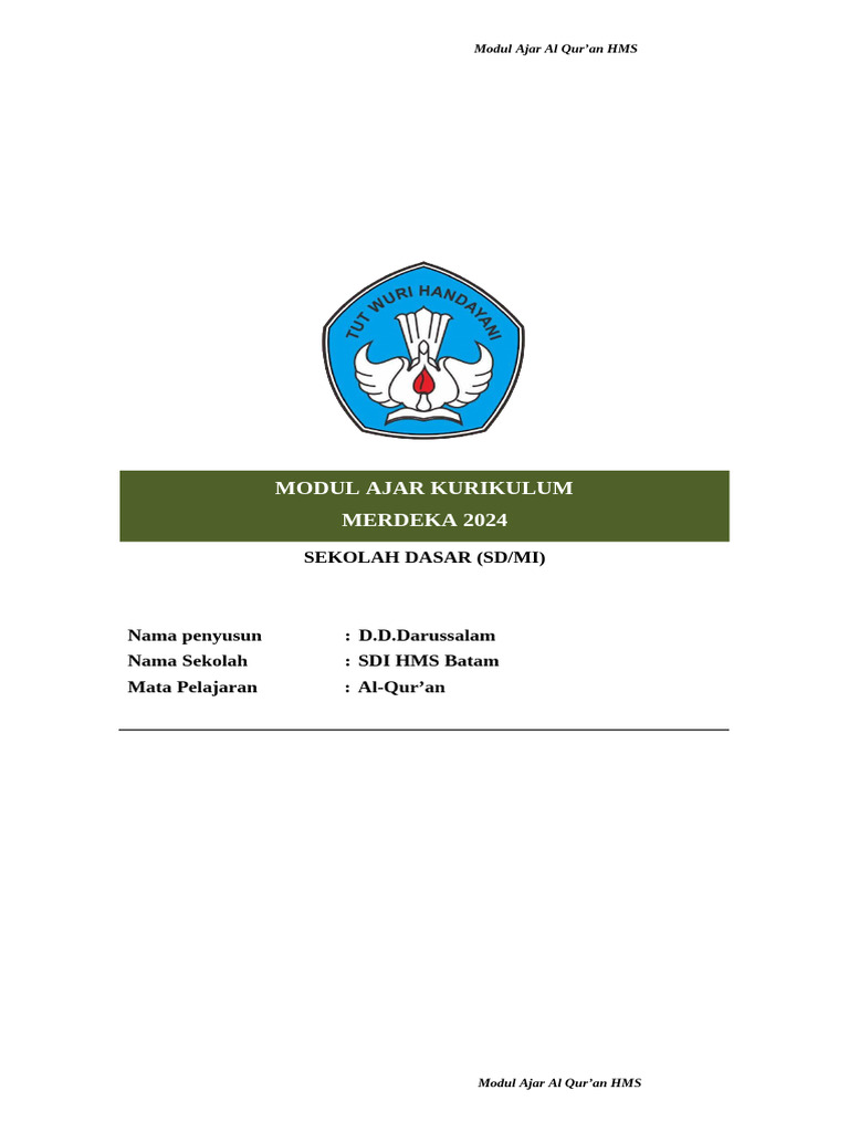 Modul Ajar Al Quran Kelas 1 Sd | PDF