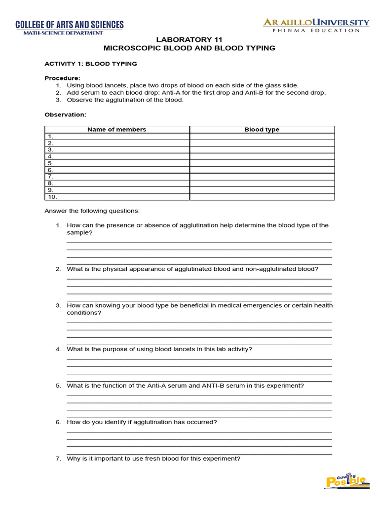 Lab. 11 - Microscopic Blood Blood Typing | PDF