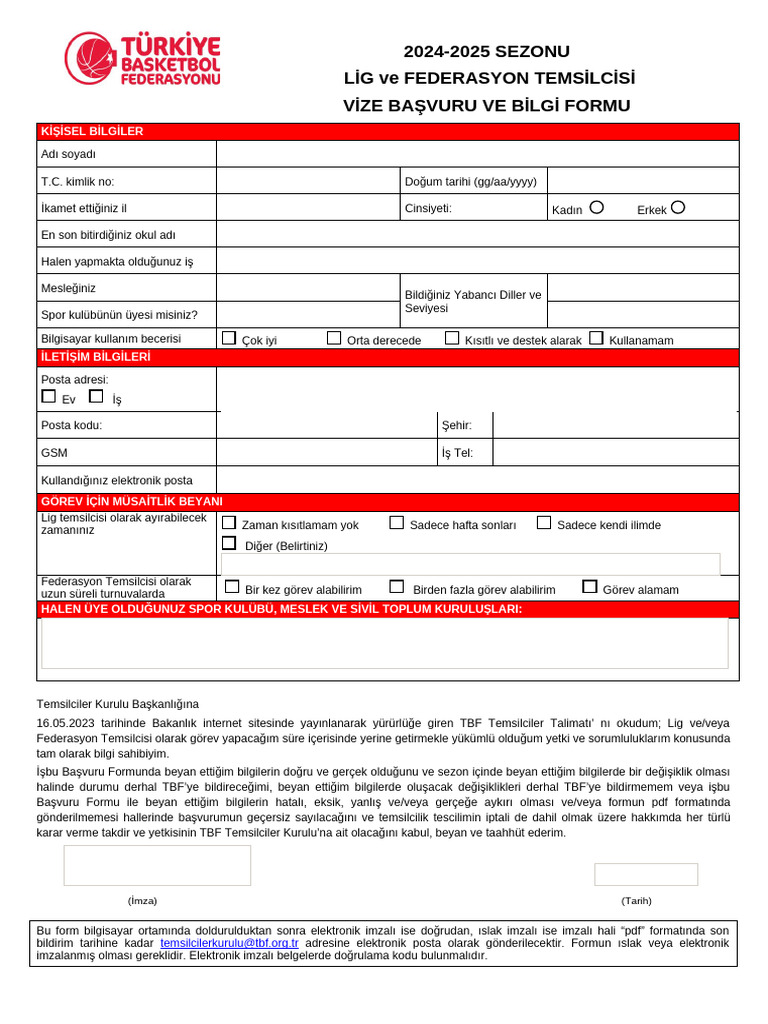 Sezon vize başvuru ve bilgi formu | PDF